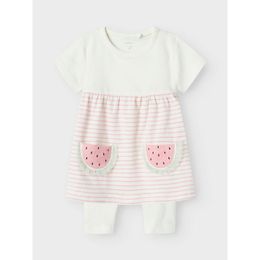 name it Kleid & Leggings &raquo;NBFJABELLE SS DRESS SET&laquo; Set, 2 Stk. mit s&uuml;&szlig;en aufgesetzten Taschen Cloud Dancer 68 68 Kleid und Leggings im Set von name...