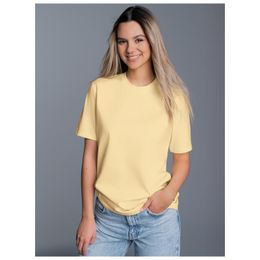 TRIGEMA T-Shirt &raquo;T-Shirt aus 100% Baumwolle&laquo; 1 Stk. vanille M M &Auml;rmel mit B&uuml;ndchen