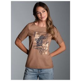 TRIGEMA T-Shirt &raquo;T-Shirt mit floralem Leo-Print&laquo; 1 Stk. haselnuss M M DELUXE-Single-Jersey