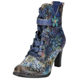 Laura Vita Schnürstiefelette »Stiefelette Leder/Textil« Blau 35 35 Verschluss: Schnürung