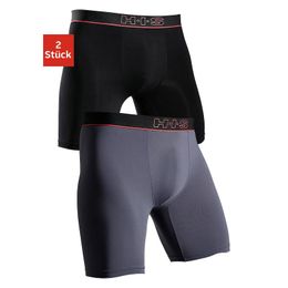 H.I.S. H.I.S Funktionsboxer Packung, 2 Stk. in sportiver Optik mit langem Bein in Microfaser-Qualit&auml;t grau, schwarz S - 2 Stk. 2 Stk. S Sportlicher Boxer...