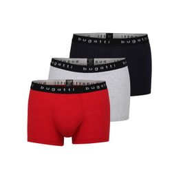 Bugatti Boxershorts &raquo;Berlin&laquo; Packung, 3er Pack, 3 weich, basic, eng, atmungsaktiv, breiter Bund, Baumwollmix, mit Logo rot-mittel-melange 6L - 3 3...