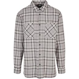 Urban Classics Langarmhemd »Herren Long Oversized Grey Check Shirt« 1 Stk. grey/black L - US-Größen US-Größen L Männer Langarm Hemd im gedeckten...