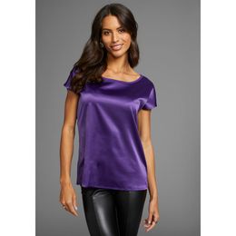 Laura Scott Shirtbluse aus Satin und Jersey Violet 38 38 Shirtbluse mit lockerem Sitz