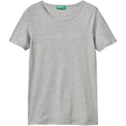United Colors Of Benetton T-Shirt 1 Stk. mit glitzerndem Druck grau-meliert L (40) L (40) Kurzarm-Design, perfekt f&uuml;r w&auml;rmere Tage