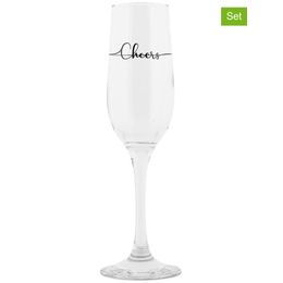 Clayre & Eef Clayre & Eef 2er-Set: Champagnergläser in Transparent/ Schwarz - 200 ml - 41% | Gedeckter-tisch