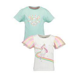 Blue Seven Kurzarmshirt Packung, 2 Stk. mit s&uuml;&szlig;en Einhorn-Drucken SEA + WEISS 98 98 S&uuml;&szlig;e T-Shirt 2er Packung von Blue Seven