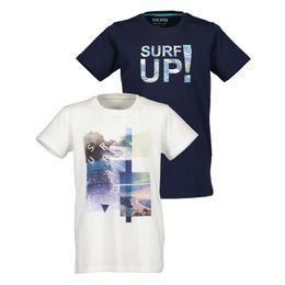 Blue Seven T-Shirt &raquo;T-Shirts&laquo; 2 Stk. M01 - WEISS + NACHTBLAU 176 176 L&auml;ssige Sommer T-Shirts f&uuml;r Jungen
