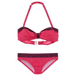 Buffalo Bandeau-Bikini Set, mit Kontrasteins&auml;tzen pink-bedruckt 122/128 - N-Gr N-Gr 122/128 Unifarbene Details