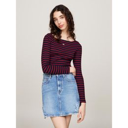 Tommy Jeans Langarmshirt &raquo;TJW BRETON STRIPE LS&laquo;, im Streifendesign regatta red/dark night navy XS (34) XS (34) Slim Fit Passform betont deine...
