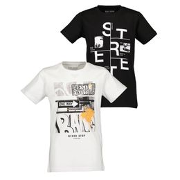 Blue Seven T-Shirt &raquo;Teenager Jungen T-Shirts&laquo; 2 Stk. M01 - SCHWARZ + WEISS 164 164 Trendige T-Shirts f&uuml;r Teenager Jungs