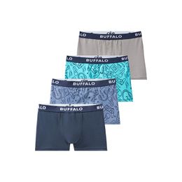 Buffalo Boxer &raquo;Boxershorts f&uuml;r Jungen&laquo; Packung, 4 Stk. unifarben und mit Gaming-Print dunkelblau / blau / hellblau / gran 122/128 - 4 Stk. 4 Stk....