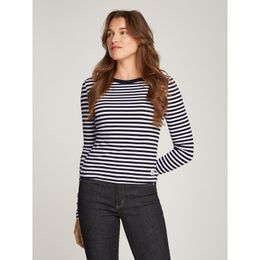 Calvin Klein Jeans Langarmshirt &raquo;WOVEN LABEL RIB LONG SLEEVE&laquo; mit Logopatch CK Black / Bright White Stripe XS (34) XS (34) Top von Calvin Klein...