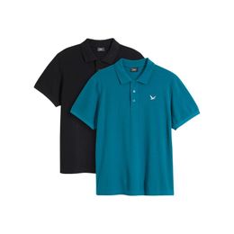 bonprix Herren bonprix Poloshirt &raquo;Poloshirt (2er Pack) aus reiner Baumwolle&laquo; Packung, 2, 2 Stk. Poloshirt (2er Pack) aus reiner Baumwolle blau 56/58 (