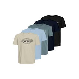 Jack & Jones JACK & JONES JUNIOR T-Shirt &raquo;JJMAKOTO TEE SS CREW NECK 5PK MP JNR&laquo; Packung, 5 Stk. Stormy Weather Pack:(BIG) Black+Antique W+Sky Cap+Chambray B 128...