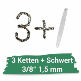 Paket 3 S&auml;geketten + 1 Schwert 3/8" 1,5 mm 68 TG 45 cm f&uuml;r Husqvarna