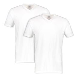 Lerros Herren Lerros V-Shirt Spar-Set, 2 Stk. unifarben, 2-er Pack V-Shirt wei&szlig; S