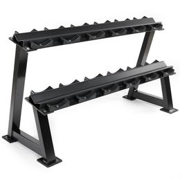 Kurzhantelablage 144 cm schwarz mit Halbschalen