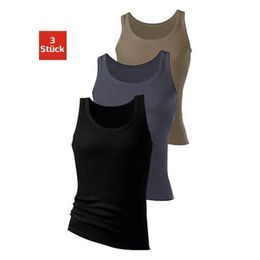H.I.S. H.I.S Tanktop »Feinripp« Packung, 3 Stk. aus weicher Baumwollqualität olivgrün, schwarz, anthrazit 4 4 Feinripp- Tanktops im 3er-Pack