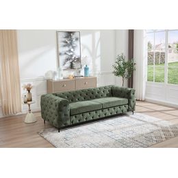 Riess Ambiente Chesterfield Sofa MODERN BAROCK 235cm grün Samt 3-Sitzer Couch Federkern Riess-Ambiente Wohnzimmer