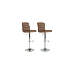 ByLiving 2er-Set: Barstuhl Phil in Braun - 42 (B) x 51 (L) x 100-122 (H) cm | Gr.: onesize