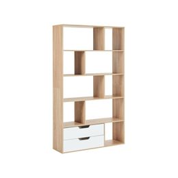 Beliani B&uuml;cherregal WADENA in Braun/Wei&szlig; - (W) 110 x (H) 185 x (L) 32 cm | Gr.: onesize