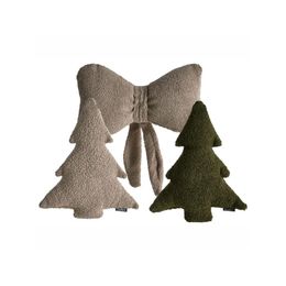 Beliani 3er-Set Dekokissen WINTERLAND in Beige/Grün | Gr.: onesize