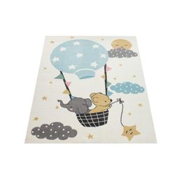 KADIMA DESIGN Kinderteppich Ballon mit Tieren Kinderzimmer in Creme | Gr.: 133x190