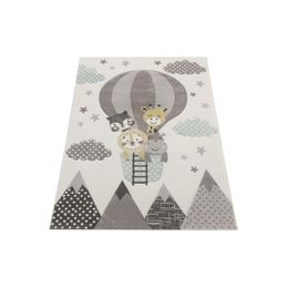 KADIMA DESIGN Kinderteppich Ballon mit Tieren Kinderzimmer in Creme | Gr.: 120 x 170 cm