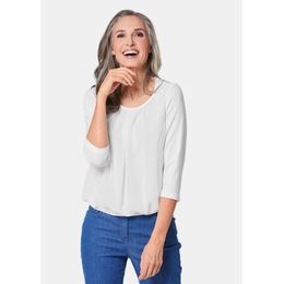 GOLDNER Chiffon-Shirt mit 3/4-Arm, Rundhals in wei&szlig; | Gr.: 40