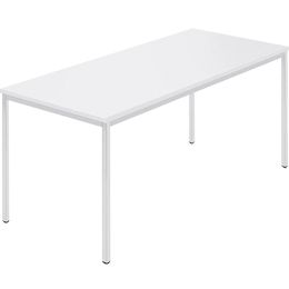Rechtecktisch, Vierkantrohr beschichtet, BxT 1600 x 800 mm, wei&szlig; / grau kaiserkraft
