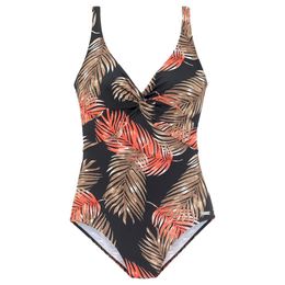Lascana Badeanzug Damen Größe S braun / neonorange / schwarz / weiß