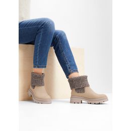 bonprix Chelsea-Boots mit Strickeinsatz, beige, Gr.39, Kuscheliger Boot f&uuml;r den Winter, aus Vegan