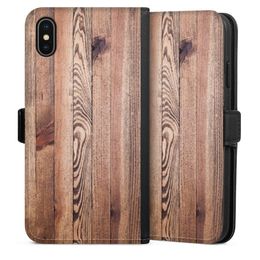 DeinDesign iPhone Xs Max Handy Klapphülle Handyhülle aus Kunst Leder schwarz Flip Case Wood Wooden Look Muster Sideflip mit Lasche
