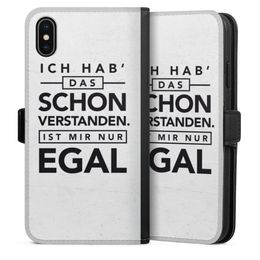 DeinDesign iPhone Xs Max Handy Klapph&uuml;lle Handyh&uuml;lle aus Kunst Leder schwarz Flip Case Spruch Sayings Statement Sideflip mit Lasche