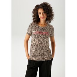 Aniston Shirt in Beige/ Schwarz - 45% | Gr&ouml;&szlig;e 42 | Damen-tops