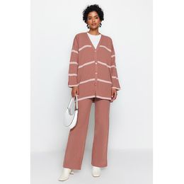 Trendyol 2tlg. Outfit in Altrosa - 63% | Gr&ouml;&szlig;e L | Damen-pullover-cardigans