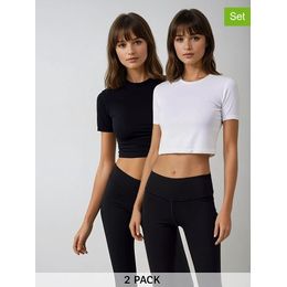 WEEKDAY 2er-Set: Shirts in Schwarz/ Wei&szlig; - 68% | Gr&ouml;&szlig;e S | Damen-tops