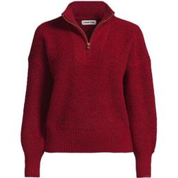 LANDS' END Flauschiger Troyer-Pullover, Damen,  Rot, Elasthan/Polyester-Mischung/Nylon-Mischung, by Lands' End