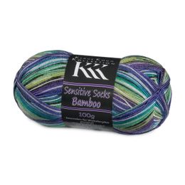 Sockenwolle Sensitive Socks Bamboo von KKK, Violett/Gr&uuml;n/Blau/Schwarz/Gelb, aus Polyacryl
