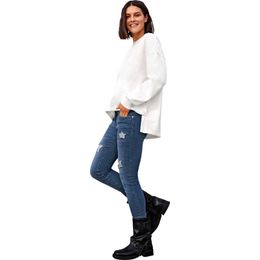 CR&Eacute;ATION L Damen Jeans mit Cut-outs und Pailletten blue-stone-washed Gr&ouml;&szlig;e 36