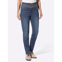 WITT Damen Gerade Jeans mit Stickerei, blue-stone-washed, Größe 40