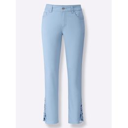 WITT Damen 7/8-Jeans mit Spitzen-Einsatz, eisblau, Gr&ouml;&szlig;e 40