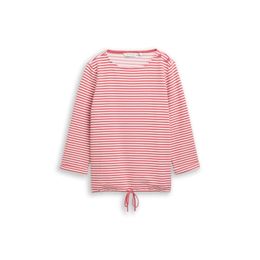Tom Tailor Damen Langarmshirt mit Knopf-Details, rosa, Gestreift, Gr. XS