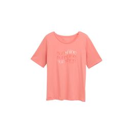 Tom Tailor Damen Plus Size - T-Shirt mit Print, rosa, Uni, Gr. 46