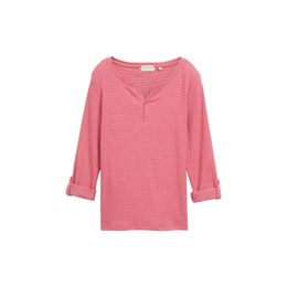 Tom Tailor Damen Langarmshirt mit Turn-Up-Funktion, rot, Meliert, Gr. XXL