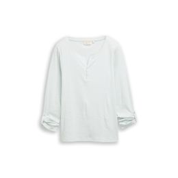 Tom Tailor Damen Langarmshirt mit Turn-Up-Funktion, gr&uuml;n, Gestreift, Gr. XXL