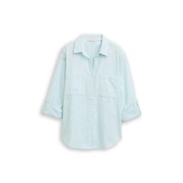 Tom Tailor Damen Bluse mit Brusttaschen, blau, Uni, Gr. 36