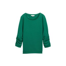 Tom Tailor Denim Damen Sweatshirt mit Raffungen, gr&uuml;n, Uni, Gr. XS