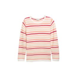 Tom Tailor Damen Plus Size - Strickpullover mit Bio-Baumwolle, orange, Gestreift, Gr. 46